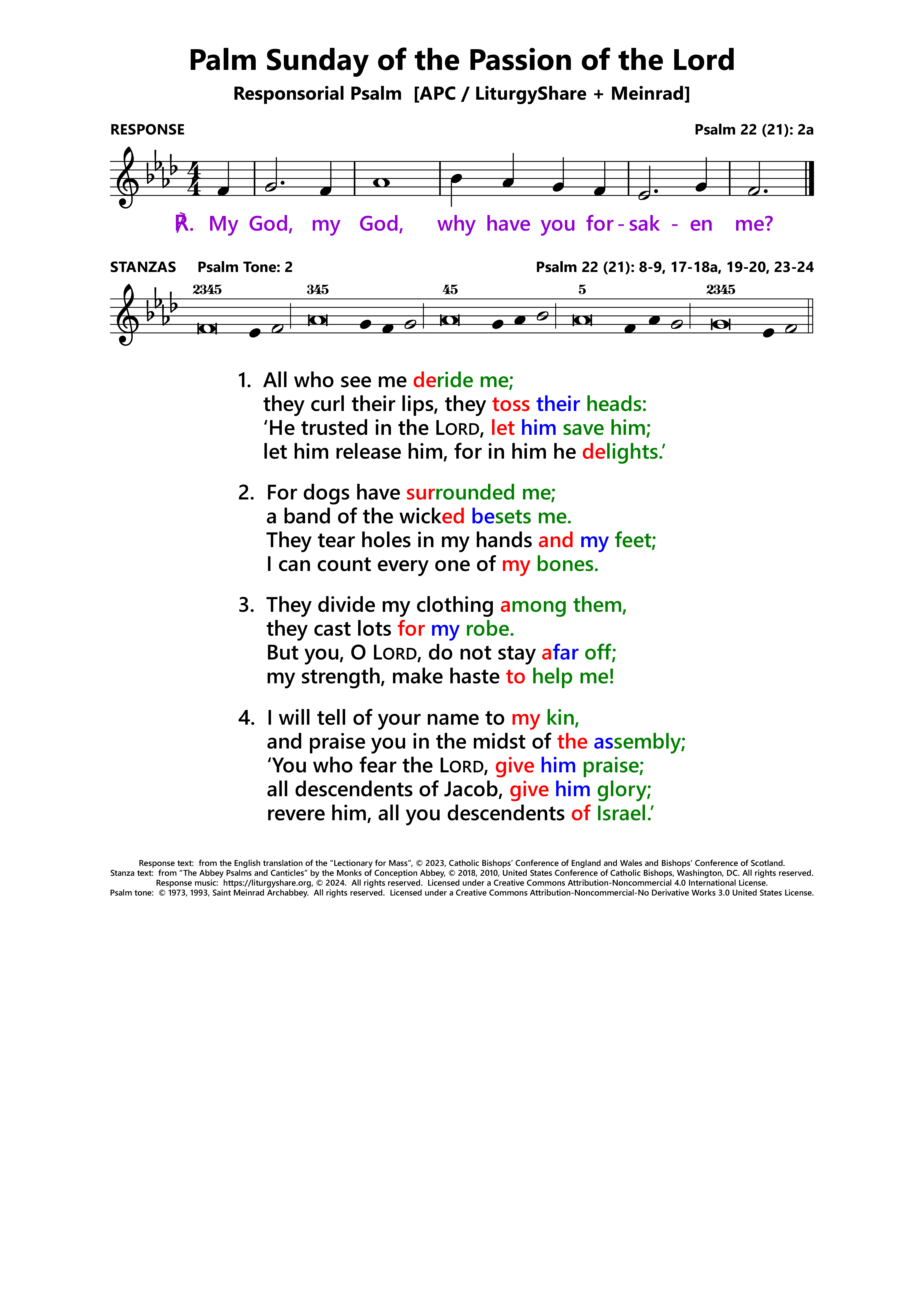Palm Sunday of the Passion of the Lord: Responsorial Psalm
